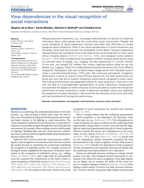 pdf view dependencies in the visual recognition of social interactions