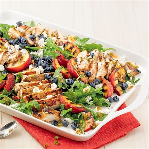 Salade de poulet et pêches grillées 5 ingredients 15 minutes
