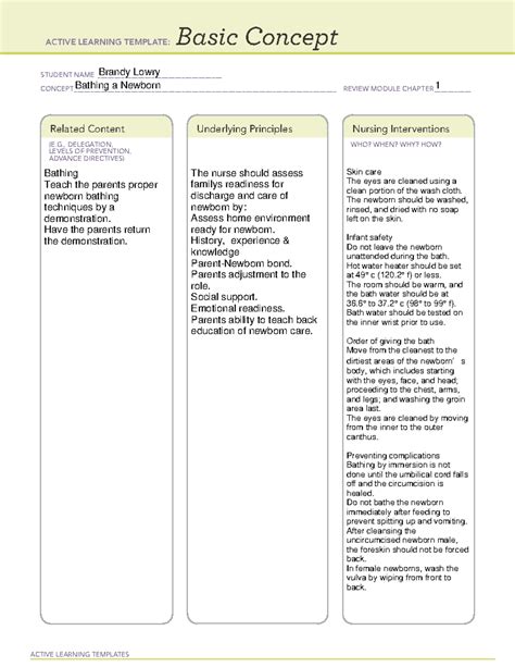 Ati Basic Concept Template Maternal Newborn