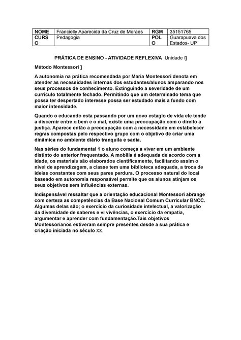 Pratica de ensino em gestão educacional NOME Francielly Aparecida da