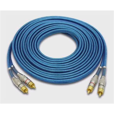 Cabo Rca Blindado Metros Plug Metal Tech One Azul Mm Em Promo O Na