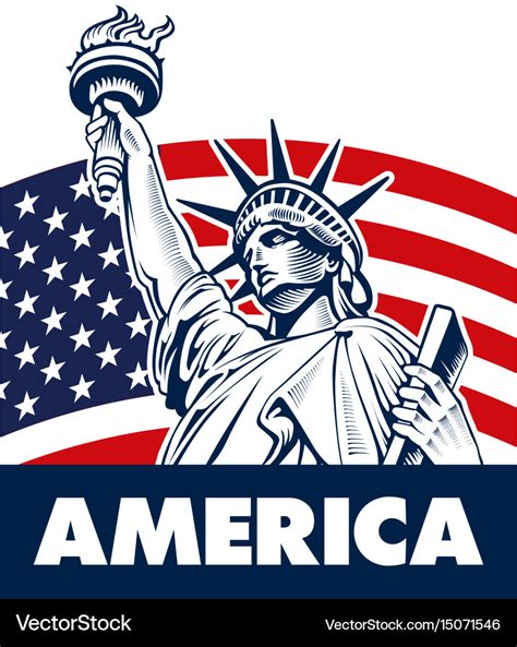 Statue Of Liberty Usa Flag Royalty Free Vector Image