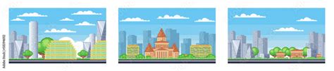 Pixel Art Landscape Urban Street View Bit City Park Road With