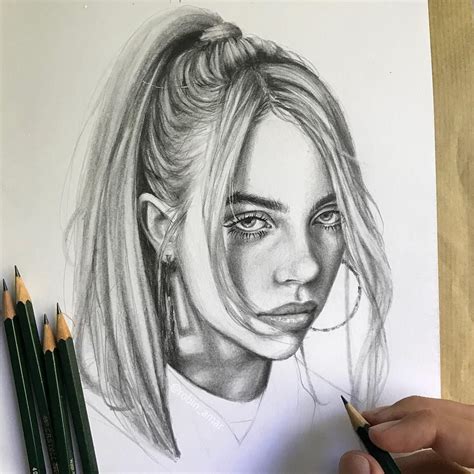 Portrait Of Billie Eilish By Artist Robin Amar From France Robin