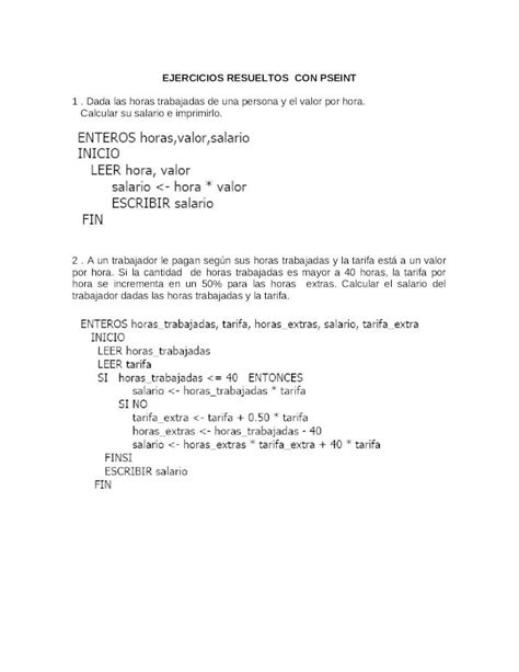 DOC Ejercicios Resueltos Con Pseint PDFSLIDE NET