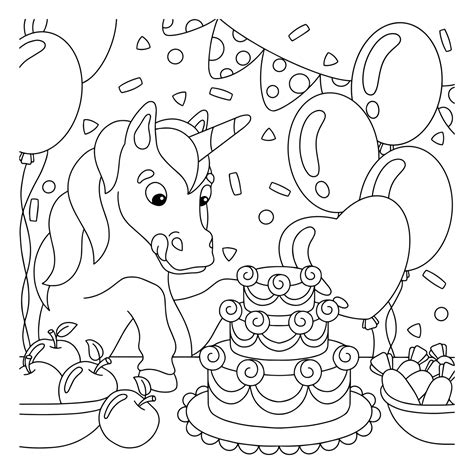 Coloriage Licorne Anniversaire Imprimer