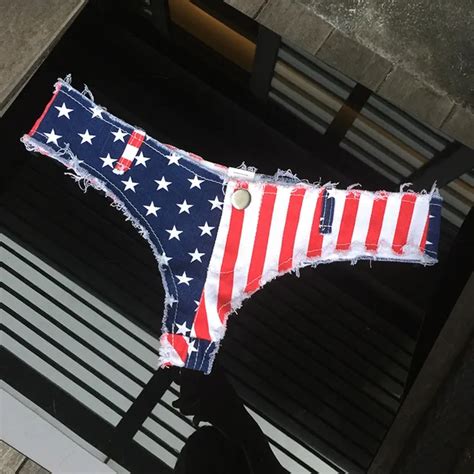Sexy Nightclub Denim Shorts Us Flag Jeans Shorts Skinny Low Waist Hot Short Nightclub Pole