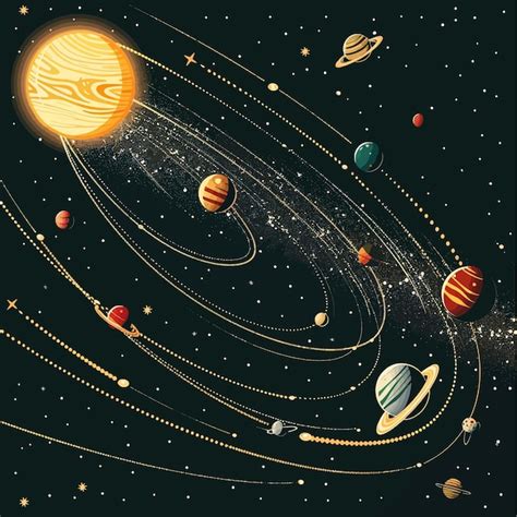 ilustração do sistema solar mostrando planetas Vetor Premium
