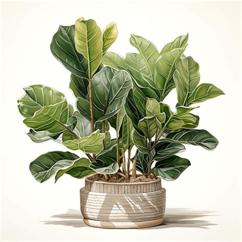 Premium AI Image Watercolor Of Fiddle Leaf Fig Ceramic Pots With