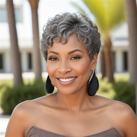 Salt And Pepper Half Black Of Back Edgy Pixie Cuts Wig With Natural