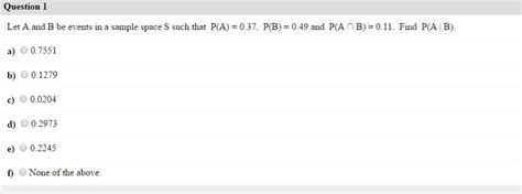 solved let a and b be events in a sample space s such that