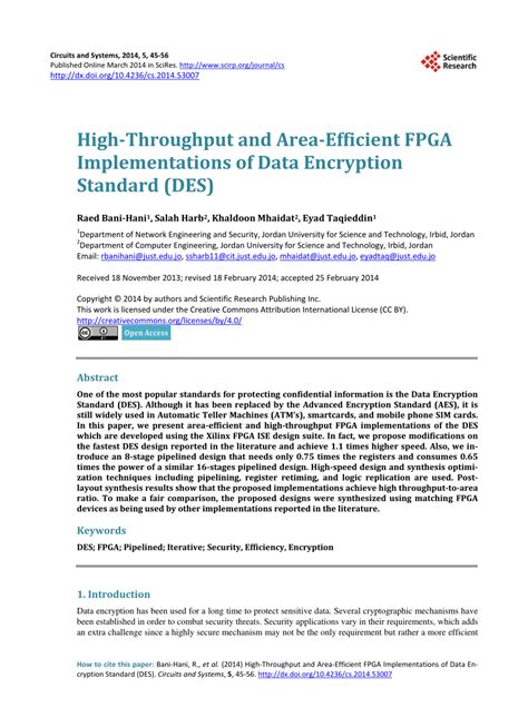 pdf high throughput and area efficient fpga implementations of data encryption standard des