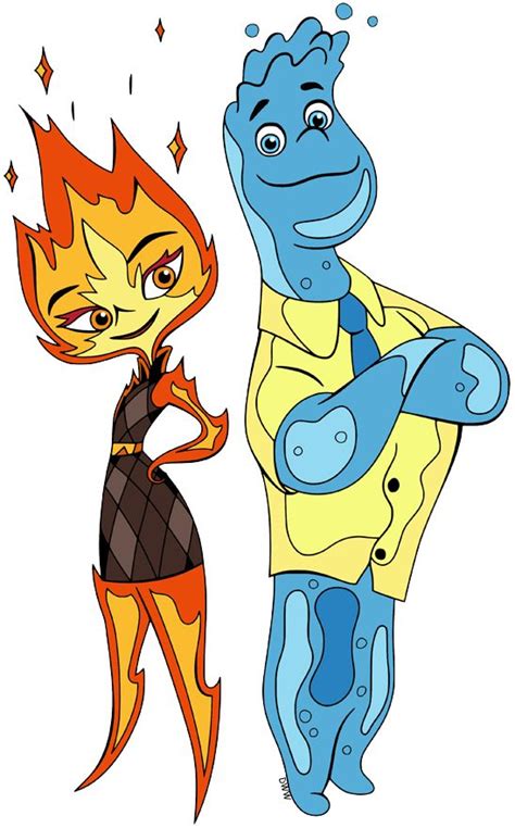 Elemental Ember And Wade In 2023 Disney Drawings Pixar Poster