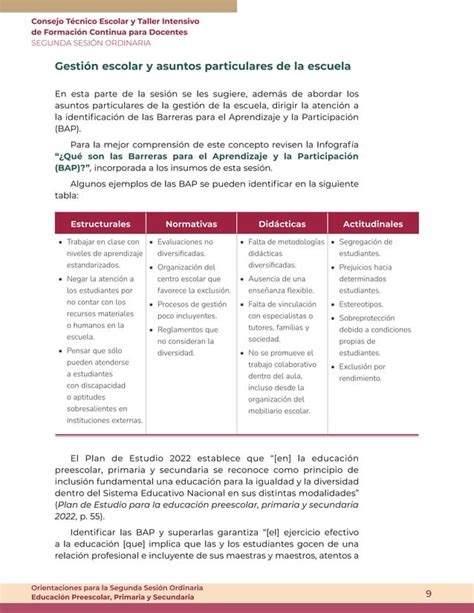 Orientaciones Segunda Sesion Preescolar Primaria Secundaria Pdf
