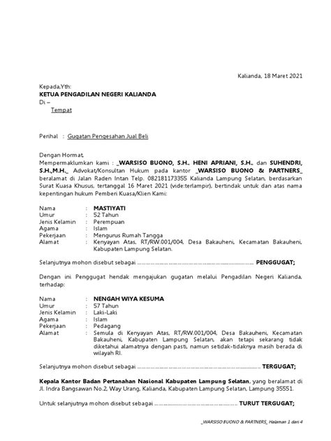 Contoh Surat Gugatan Tanah Ke Bpn Koleksi Gambar