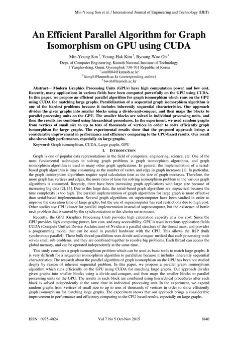 pdf an efficient parallel algorithm for graph isomorphism on gpu using cuda