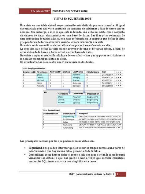 vistas en sql server 2008 pdf pdf servidor sql de microsoft tabla base de datos