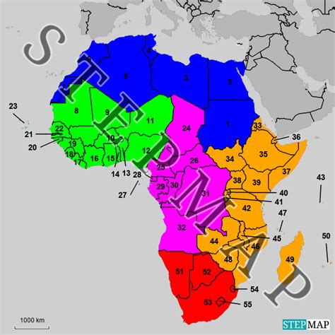 Stepmap Afrika Stumme Karte Staaten Farbig Landkarte F R