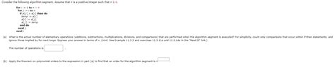 solved consider the following algorithm segment assume that