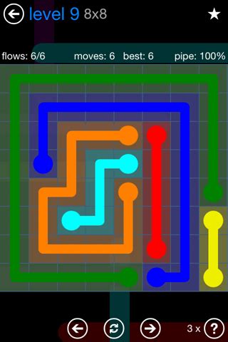 Flow Free Solutions Flow Bonus Pack Set 8x8 Level 9