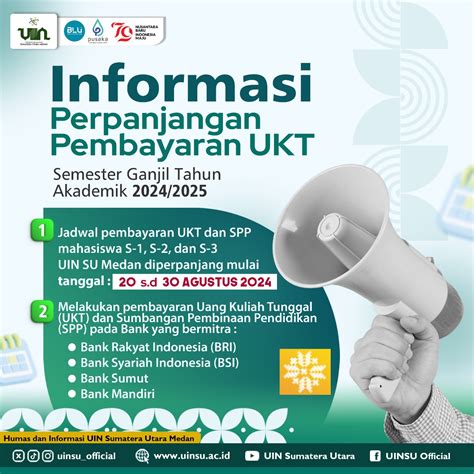 JADWAL PERPANJANGAN PEMBAYARAN UANG KULIAH TUNGGAL DAN SUMBANGAN