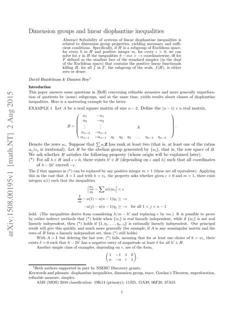 pdf dimension groups and linear diophantine inequalities