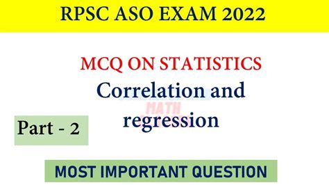 MCQ S On Correlation And Regression Statistics RPSC ASO YouTube