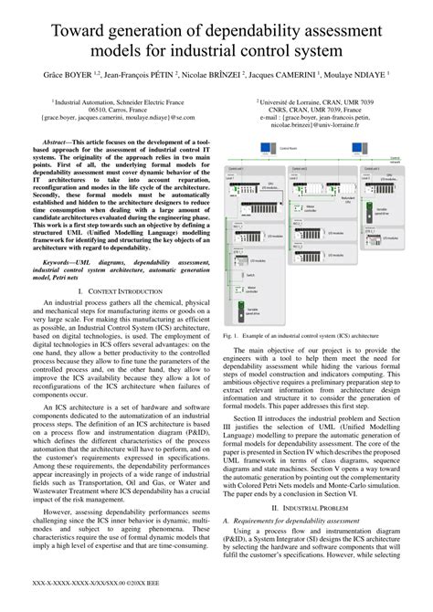 pdf toward generation of dependability assessment models for industrial control system