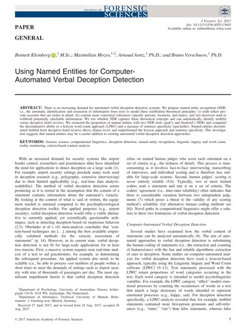 pdf preprint using named entities for computer automated verbal deception detection