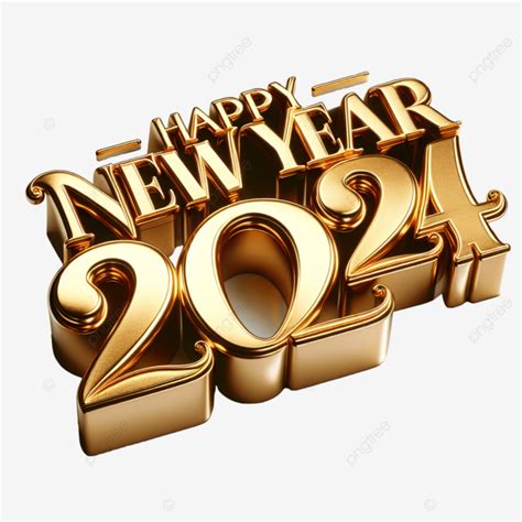 Efecto De Texto Dorado Brillante Lujo Feliz Año Nuevo 2024 PNG dibujos