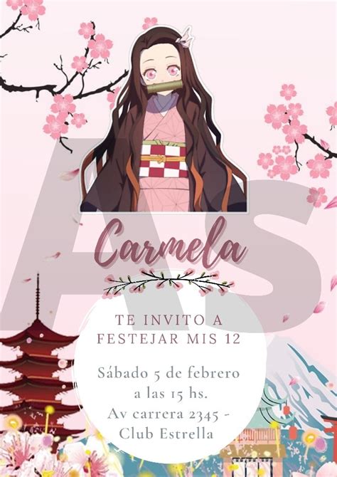 Invitacion Digital Personalizada De Nezuko Anime SUBLIMAS