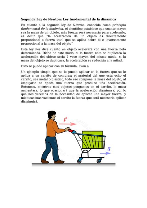 Segunda Ley De Newton Dicho De Este Modo Si La Fuerza Neta Se