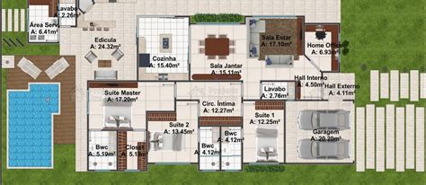 18 plantas de casas térreas 3 quartos para você se inspirar