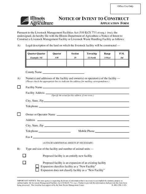 Fillable Online Fillable Online Notice Of Intent To Construct Form