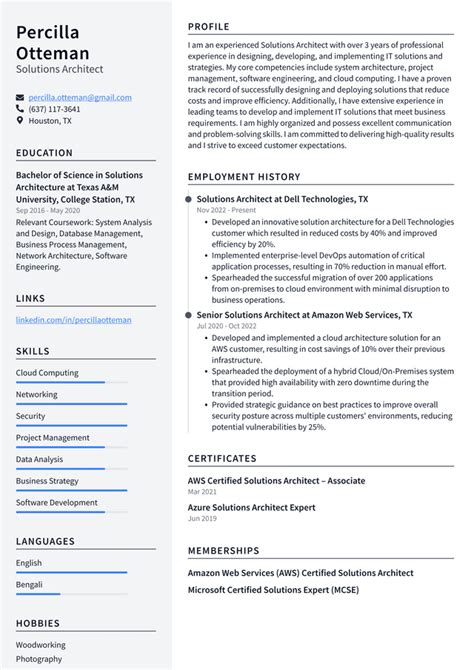 Amazon Solutions Architect Resume Examples Resumecat