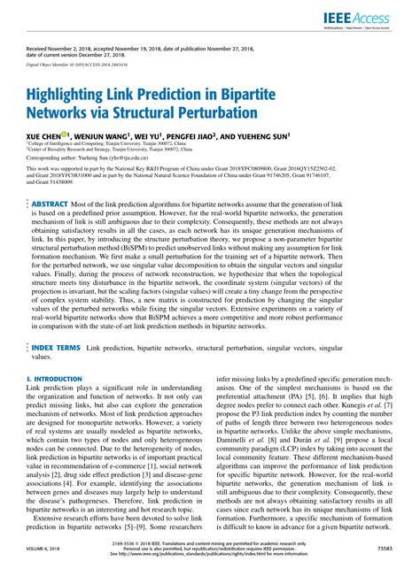pdf highlighting link prediction in bipartite networks via structural perturbation