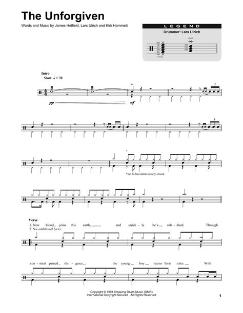 The Unforgiven By Metallica Sheet Music For Drums Transcription At