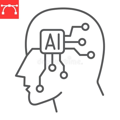ícone De Linha De Inteligência Artificial Ilustração do Vetor