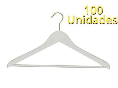 Cabide De Madeira Branco Tradicional Barra 100 Unidades MadeiraMadeira