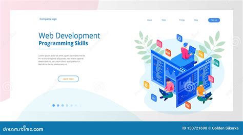 Isometric Programmer Coding New Project Web Development And