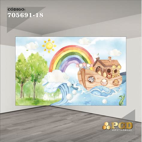 PAINEL RETANGULAR 4 00 X 2 48 MT tema ARCA DE NOÉ Modelo 18 TECIDO EM