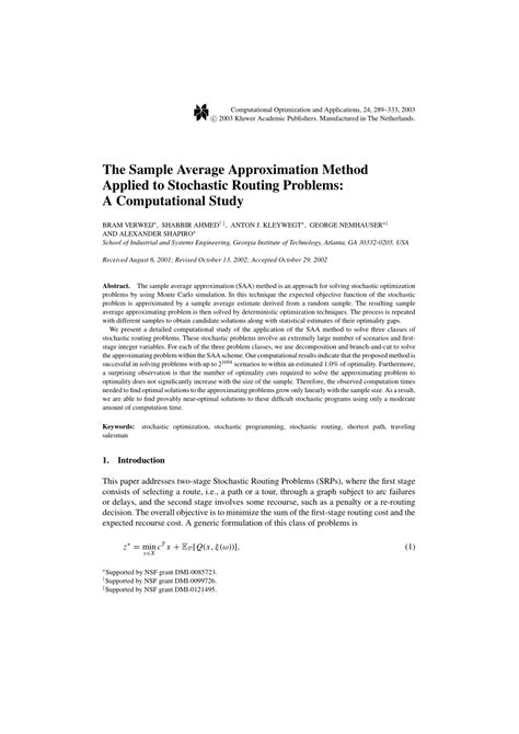 pdf the sample average approximation method applied to stochastic routing problems a