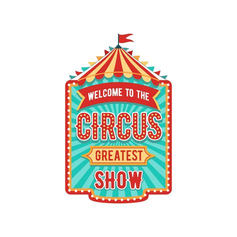 Retro Tent Circus Sign Vintage Carnival Signboard 37908117 Vector Art