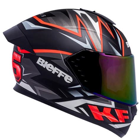 Capacete Bieffe B12 Kf Preto Viseira Espelhada Aerofolio Capacetes