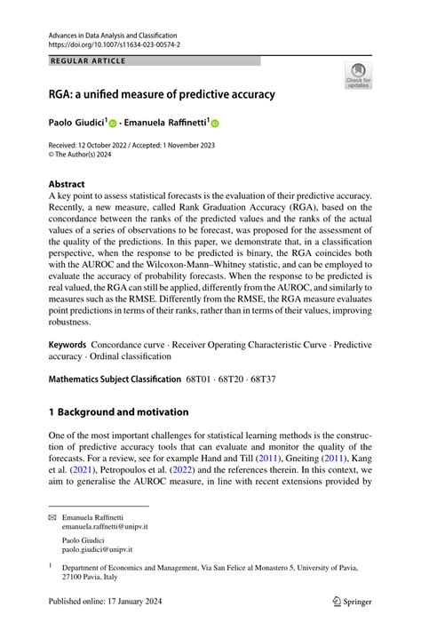 pdf rga a unified measure of predictive accuracy