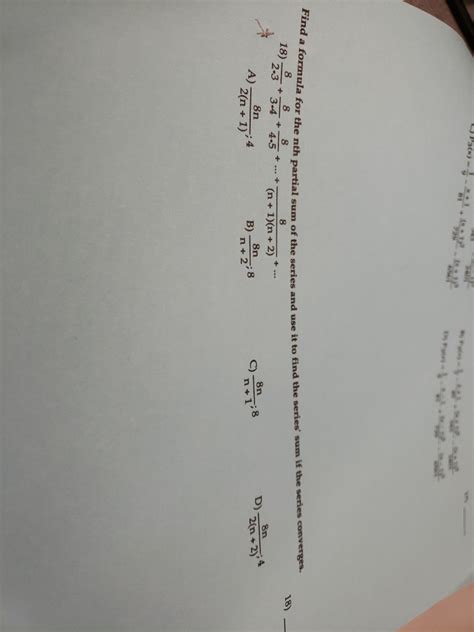 solved find a formula for the nth partial sum of the 18 2 3