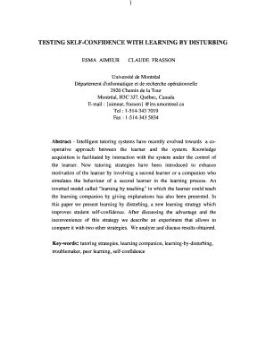 Fillable Online Iro Umontreal TESTING SELF CONFIDENCE WITH LEARNING BY