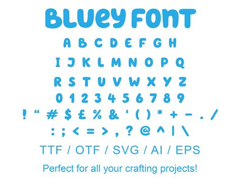 Bluey Font Ttf Otf Svg Eps Silhouette Circuit Etsy De