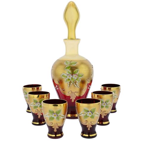 Murano Glass Decanters Murano Glass Decanter Set With Six Small