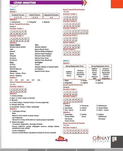 8 sınıf inkılap tarihi günay yayınları bumerang serisi cevap anahtarı